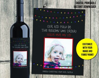Teacher Gift Printable Christmas Wine Label customizable - Etsy