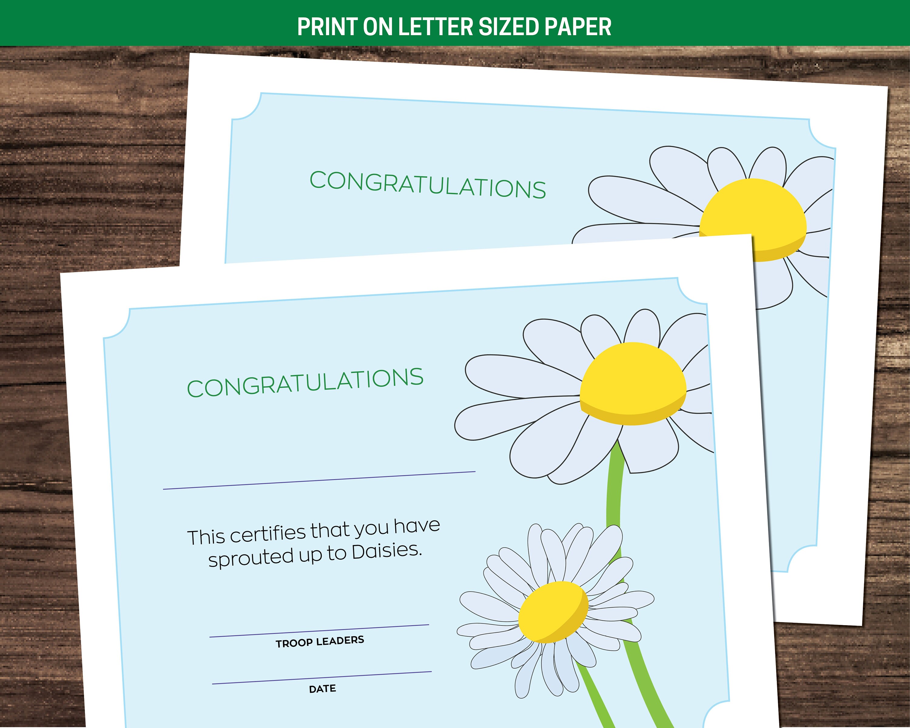 Girl Scout Daisy Sprouting up Certificate - Etsy