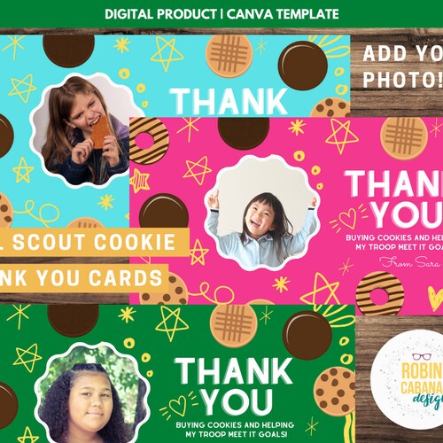 Girl Scout Cookie Thank You Card Receipt Editable Canva - Etsy