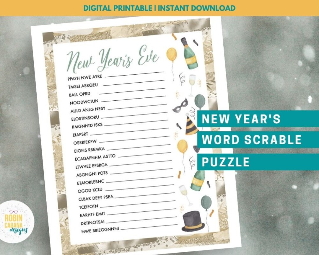 New Year's Eve Word Scramble Printable Game - Etsy