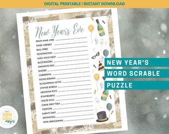 New Years Word Scramble - Printable New Year's Eve Activity - New Years ...