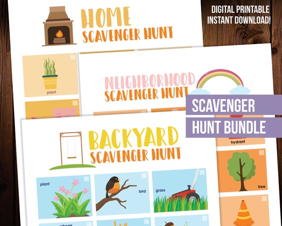 Scavenger Hunt Bundle Explore Your Backyard Home and | Etsy