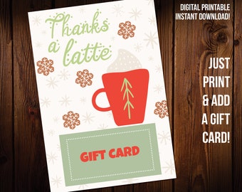 Thanks A Latte for All That You Do Card,coffee Gift Card Holder ...