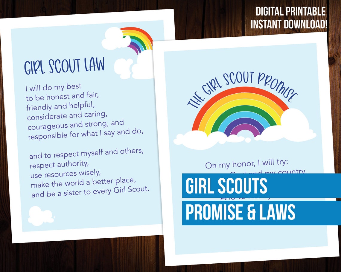 Girl Scout Promise and Law Printable - Etsy