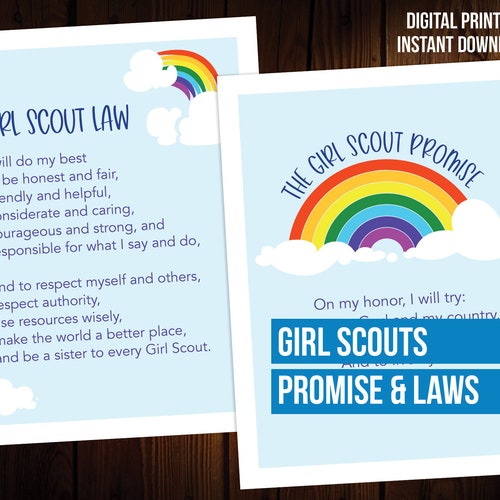 Girl Scout Promise & Law PRINTABLE Bookmark/craft - Etsy