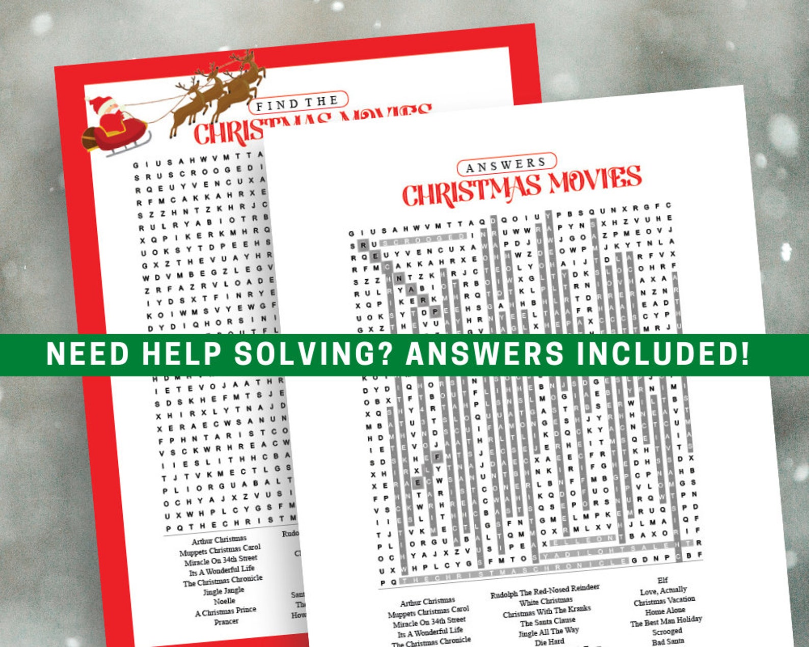 Christmas Movie Word Search Printable Game - Etsy
