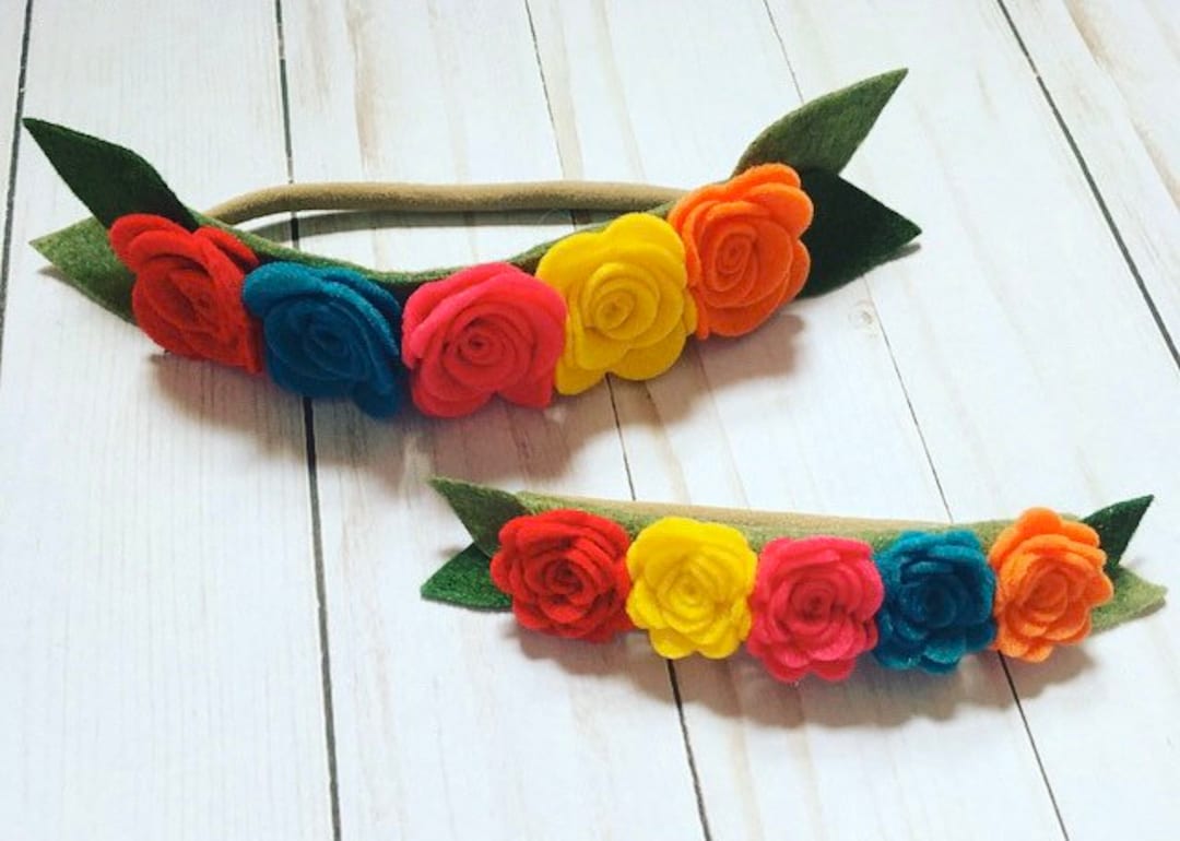 Fiesta Felt Flower Crown/ Toddler Headband/ Baby Headband/ Cinco De ...