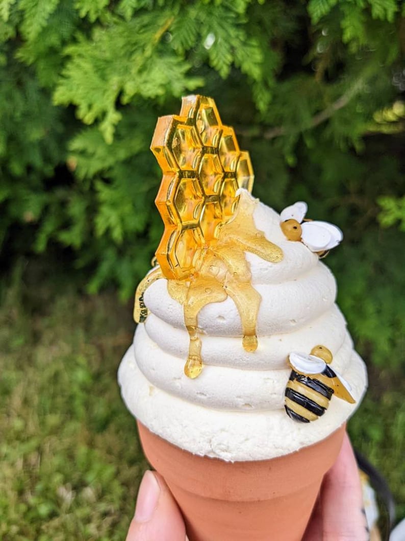 Fake Bumble Bee Ice Cream Cupcake, Bee Decor, Bee Cupcake, Honey Comb ...