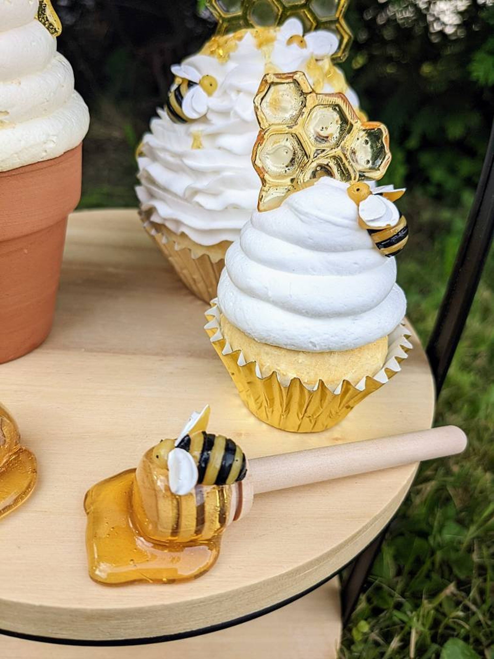 Fake Mini Bumble Bee Cupcake, Bee Decor, Mini Bee Cupcake, Honey Comb ...