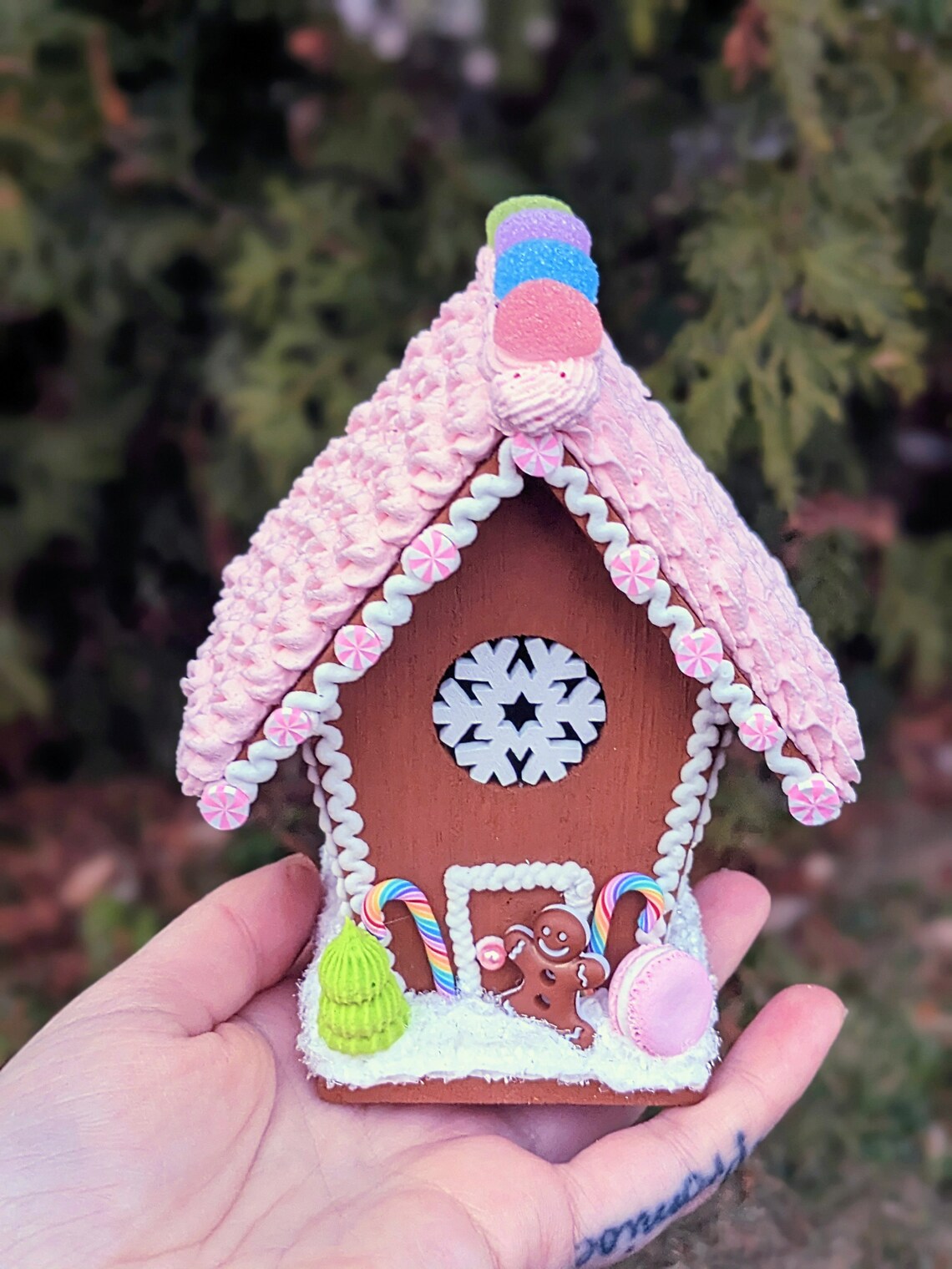Pink MINI Christmas Gingerbread Cookie House, Gingerbread Decor, Pink ...