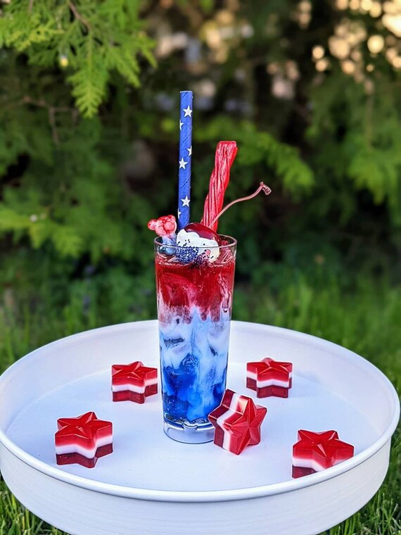 Fake Mini Drink Faux Drink Red White & Blue Drink 4th of - Etsy
