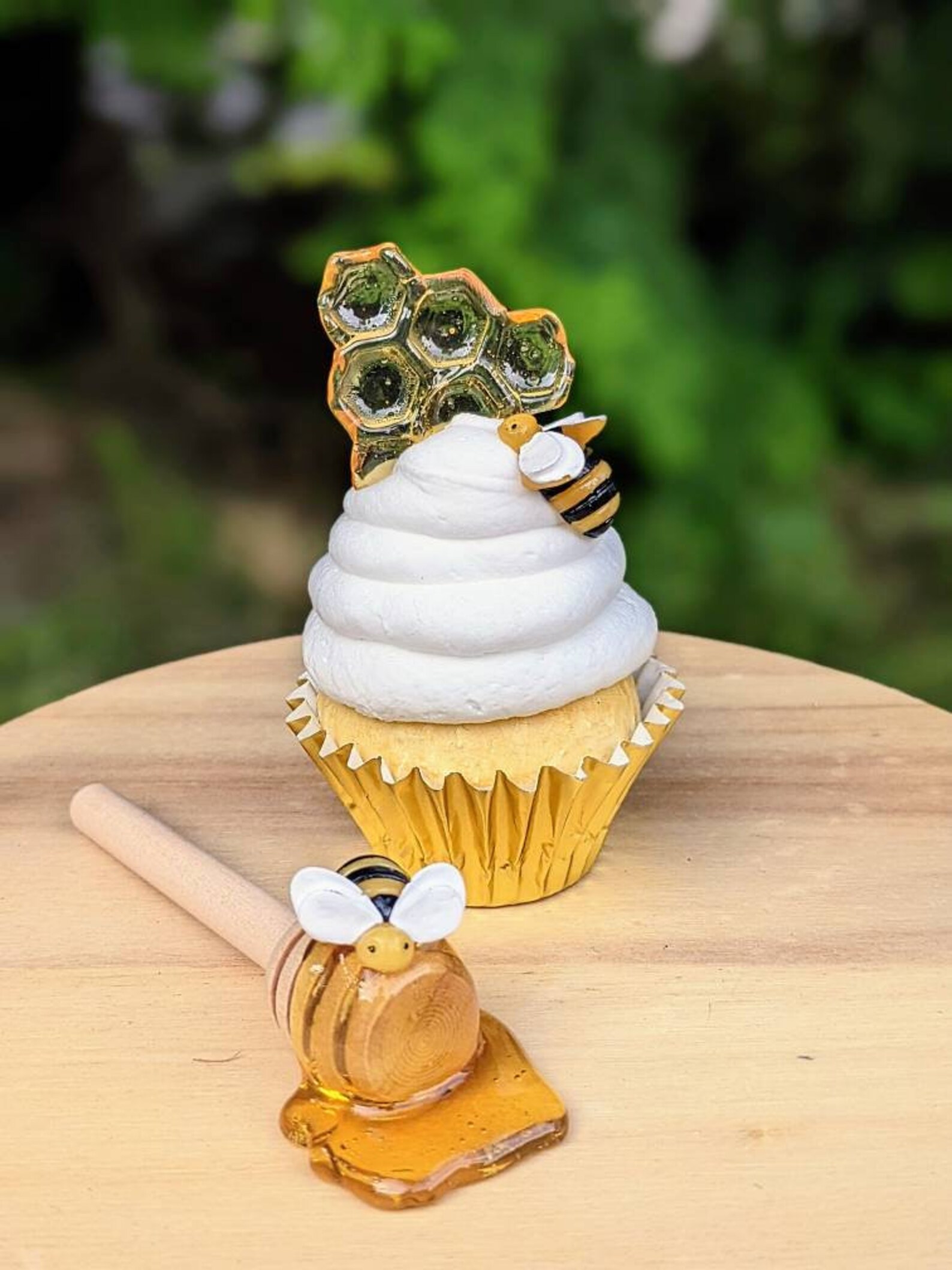 Fake Mini Bumble Bee Cupcake, Bee Decor, Mini Bee Cupcake, Honey Comb ...
