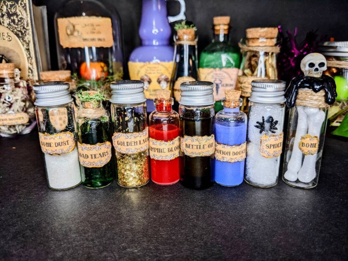 Potion Bottle Halloween Decor, Mini Potion Bottles, Mini Potion Vials ...