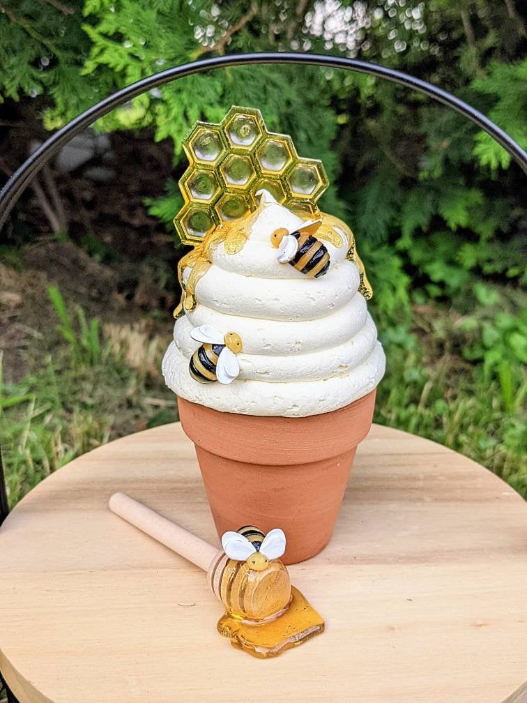 Fake Bumble Bee Ice Cream Cupcake Bee Decor Bee Cupcake - Etsy