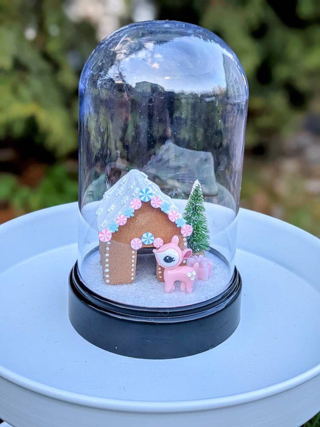 Christmas Snow Globe, Gingerbread House Decor, Christmas Decor, Pink ...