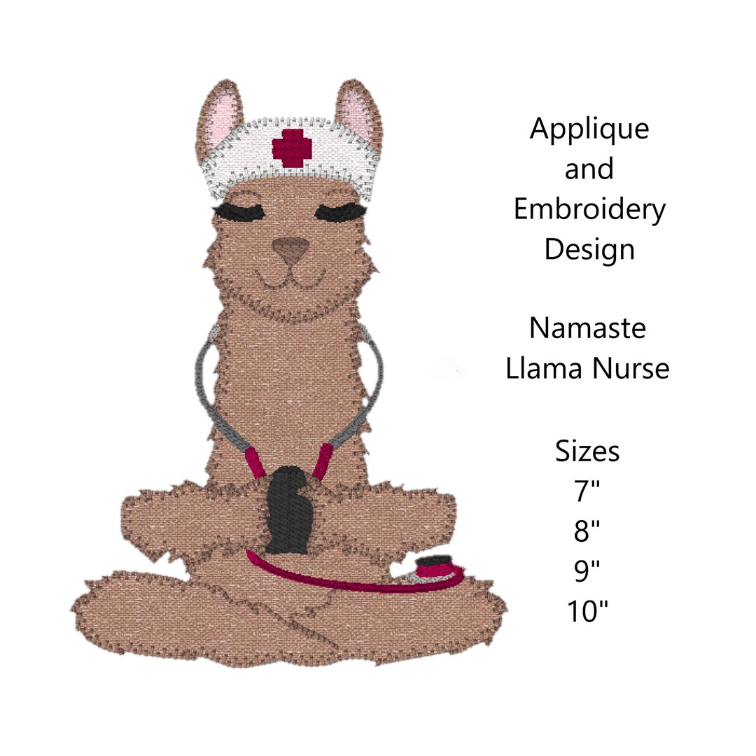 Llama Namaste Yoga Meditation Nurse Applique Machine Embroidery ...