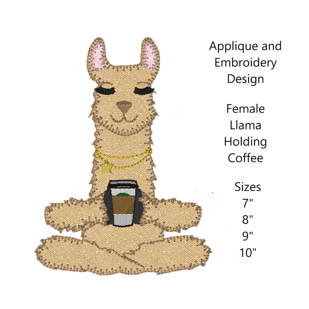 Llama Applique Design. Llama Embroidery Design. Llama Namaste. Llama ...