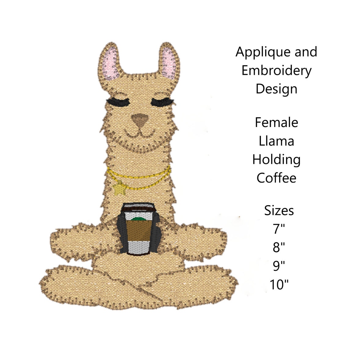 Llama Applique Design. Llama Embroidery Design. Llama Namaste. Llama ...