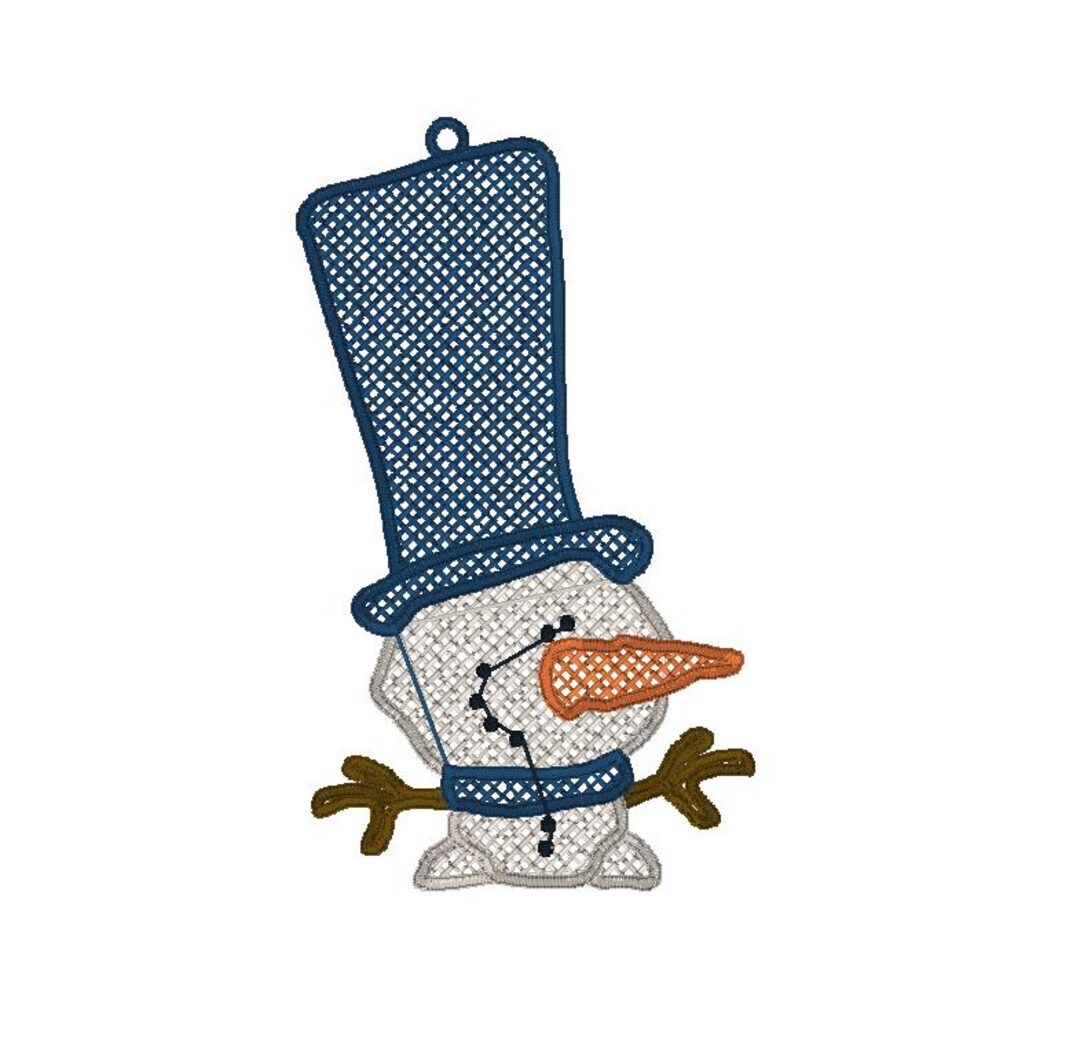 Free Standing Lace FSL Winter Snowman With Top Hat Machine Embroidery ...