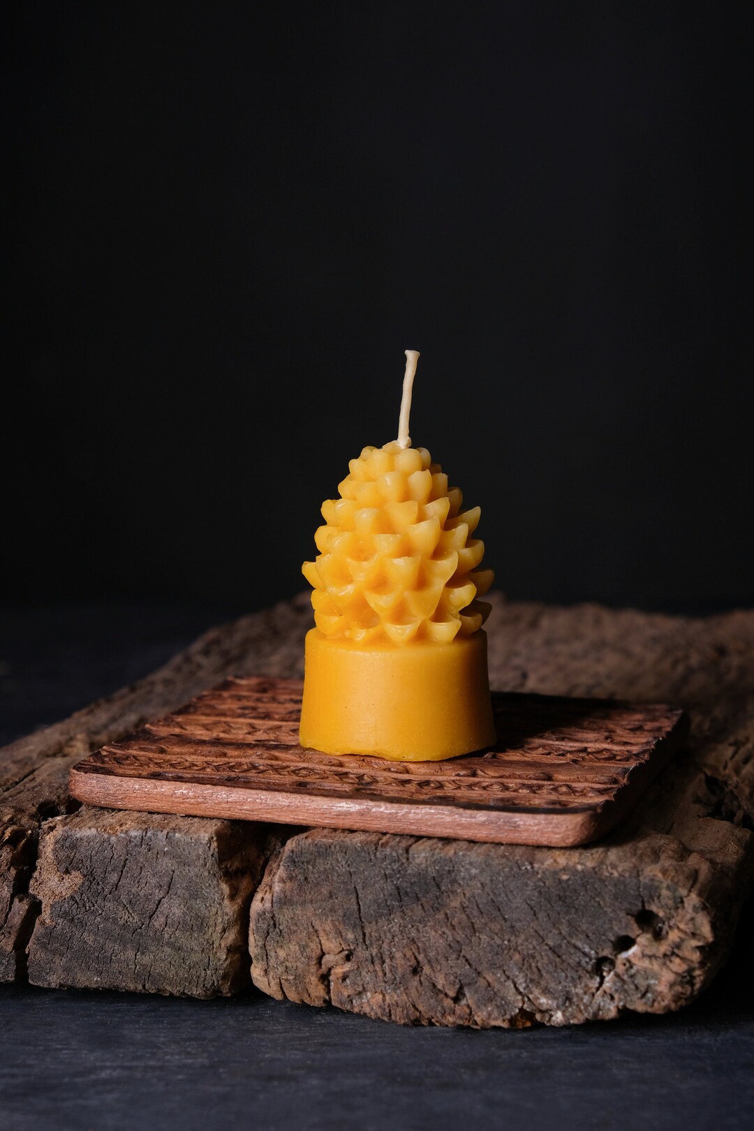Pine Cone Shaped Candle With Ceramic Plate Comes With Two Pieces ...