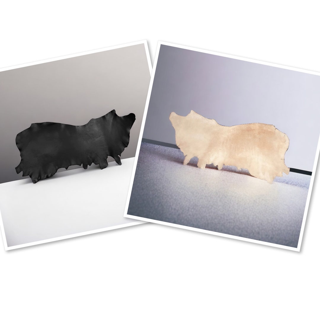 Black, Spray Dyed With Natural Backs : Vegetable Tanned Leather Cow ...