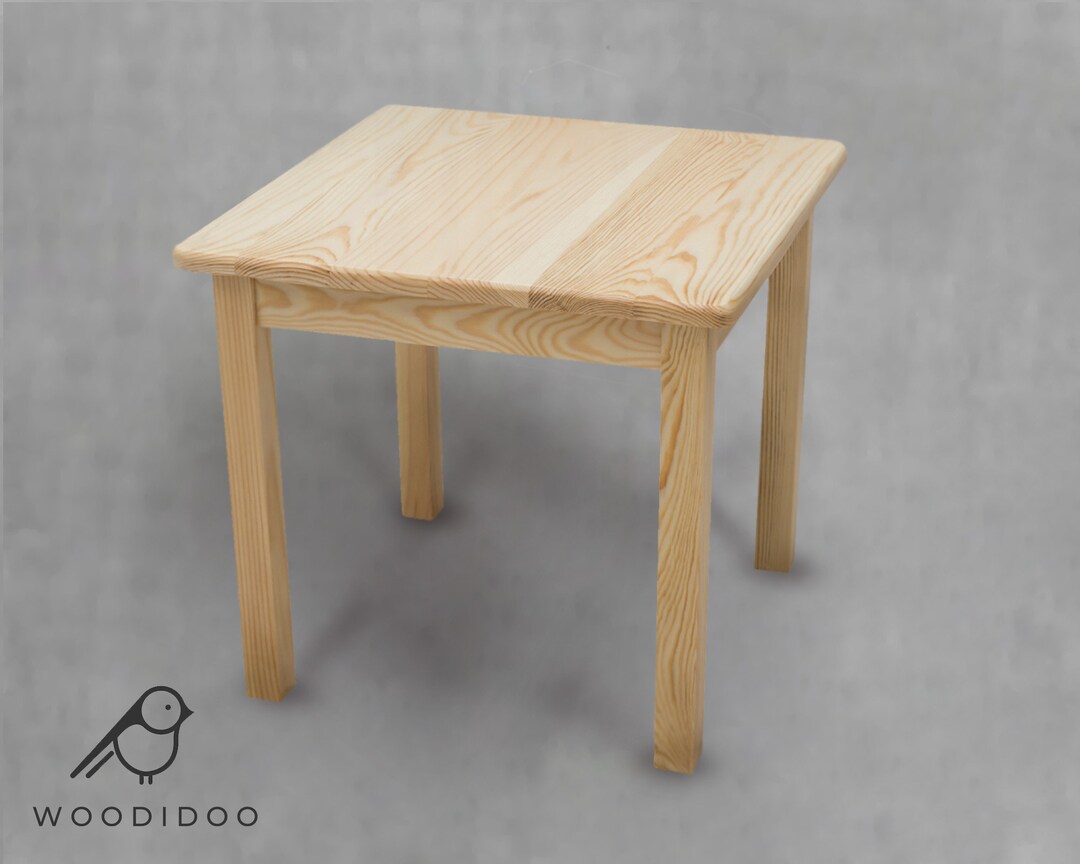 NATURAL Wooden Table 60x60cm for Children - Etsy