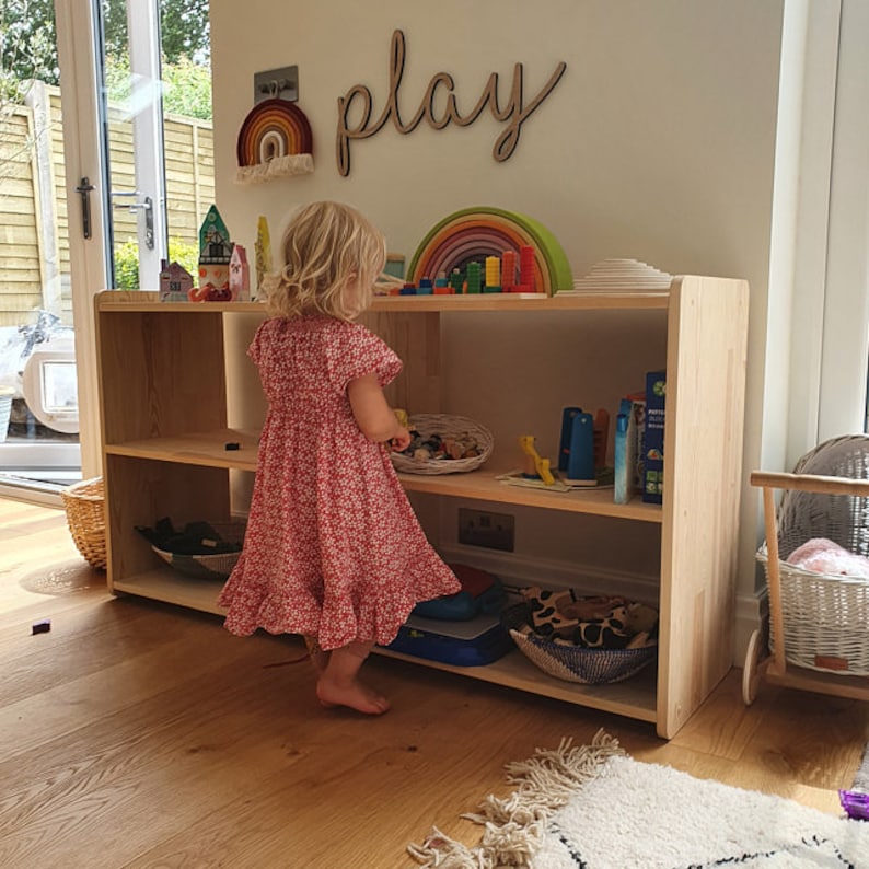 Pine Wood Montessori Toy Shelf - Low Open Kids Bookshelf - Etsy