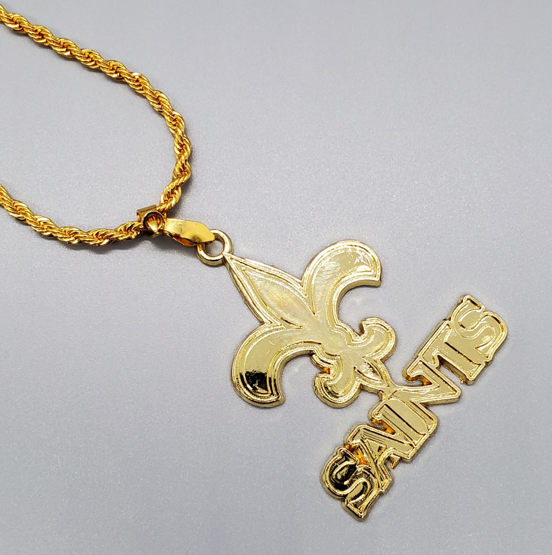 New Orleans Saints Necklace Gold Fleur De Lis Charm Pendant - Etsy