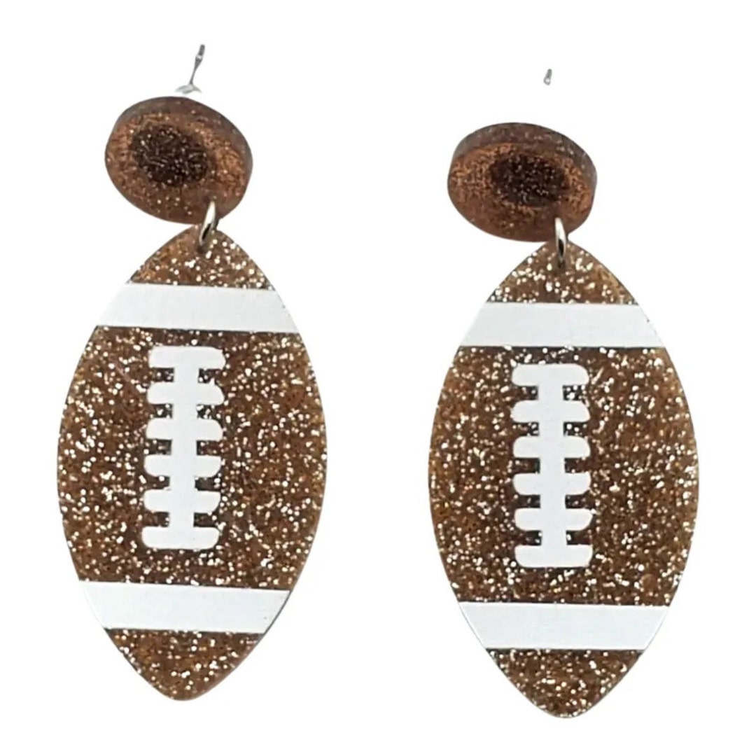 Glitter Football Tear Drop Earrings Glitter Earrings - Etsy
