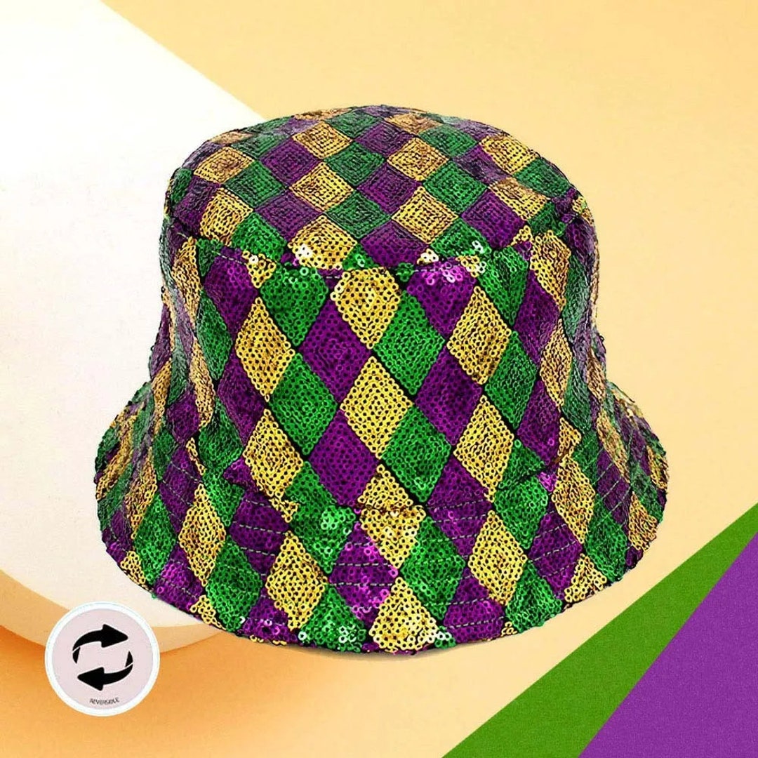Mardi Gras Harlem Sequin Bucket Hat Mardi Gras Reversible Sequin Bucket ...