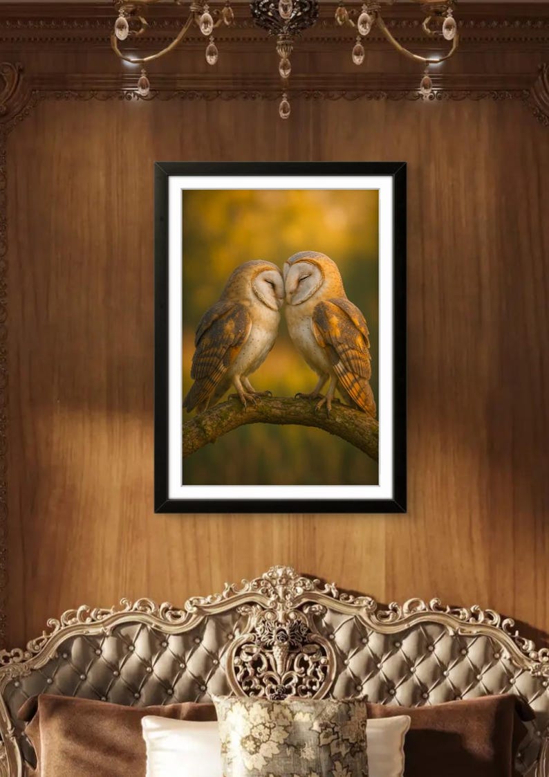 Barn Owl Couple Poster: Romantic Wildlife Art Print - Etsy