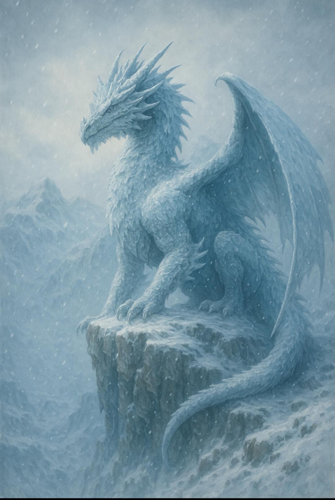 Ice Dragon Print: Winter Fantasy Art, Mythical Beast Poster - Etsy