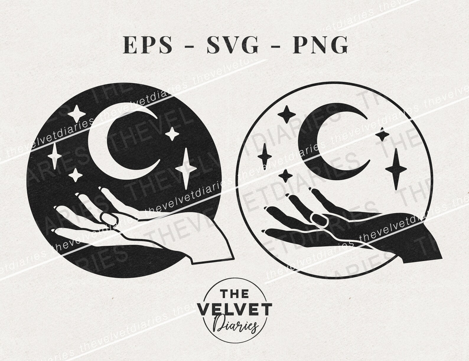 Hand and Moon Celestial Stars Lunar Mystical Drawing Vector Svg Eps Png ...