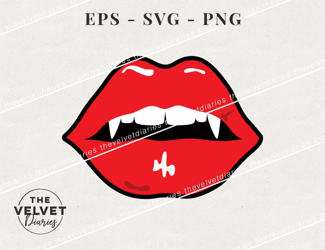 Vampire Fangs Red Lips Vector Svg Eps Png Jpg Clip Art - Etsy