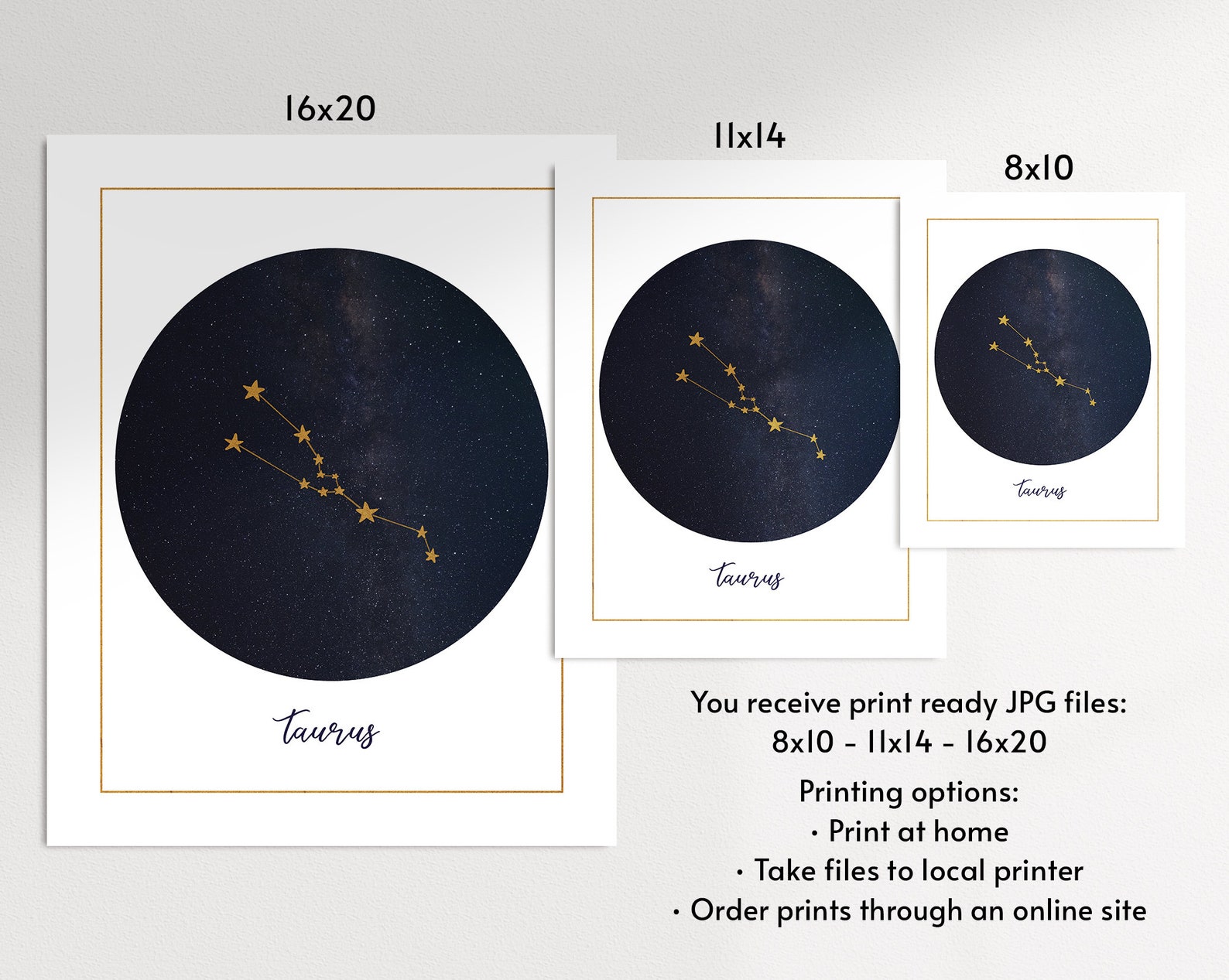 Taurus Zodiac Star Sign Constellation Printable 8x10 11x14 | Etsy