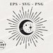Moon Sunburst Celestial Stars Lunar Mystical Drawing Vector Svg Eps Png ...