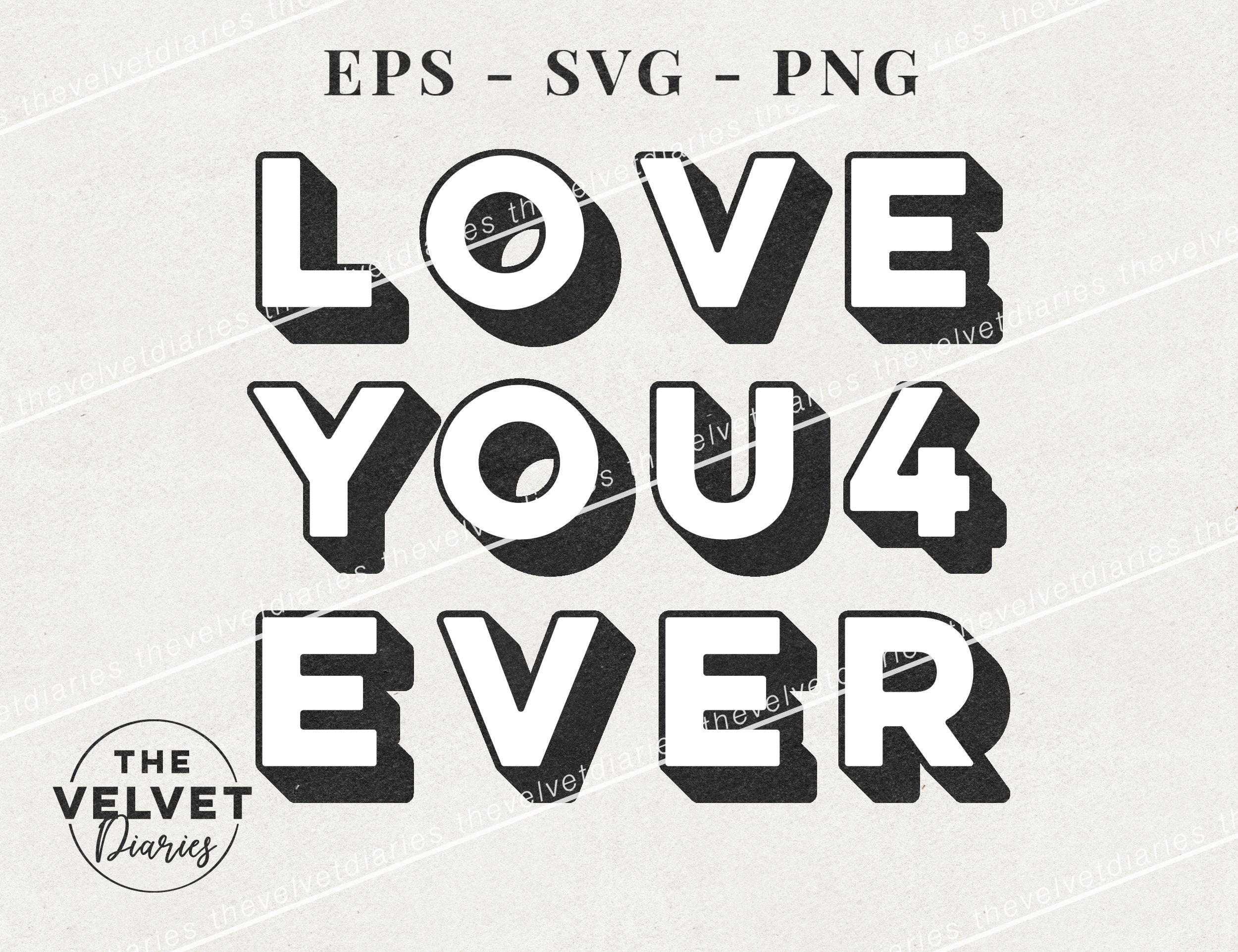 Love You 4 Ever Text Phrase Art Valentines Vector Svg Eps Png - Etsy