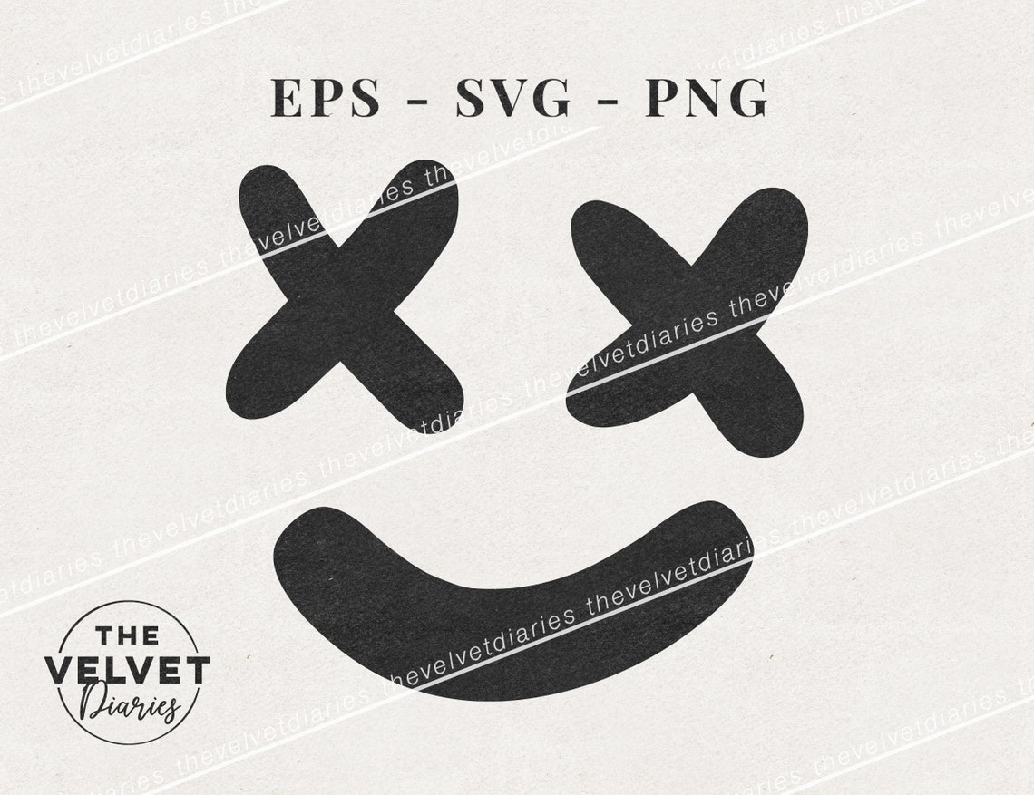 Smiley Face Post Malone Tattoo Drawing Vector Svg Eps Png Cricut Clip ...