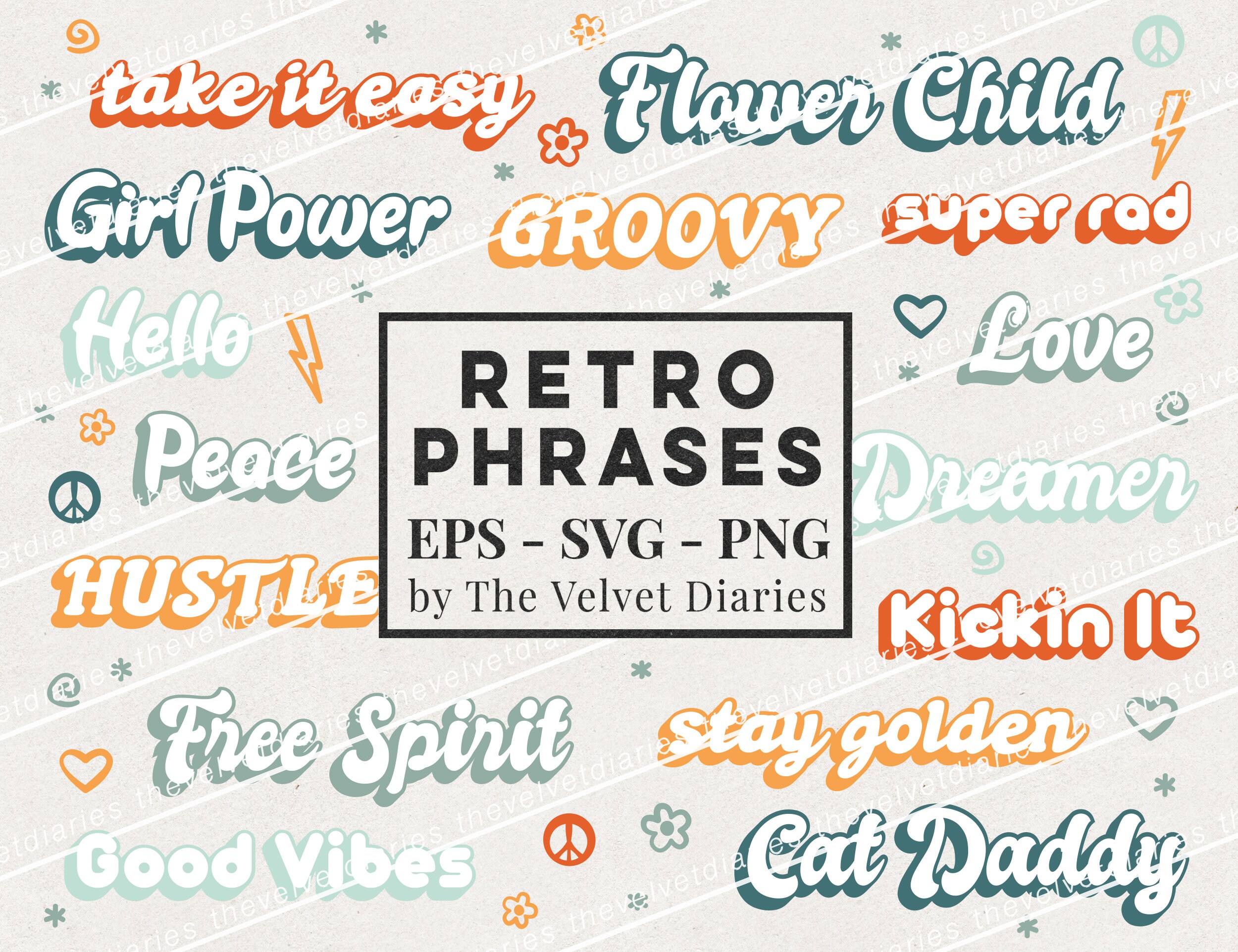 70s Words Clipart