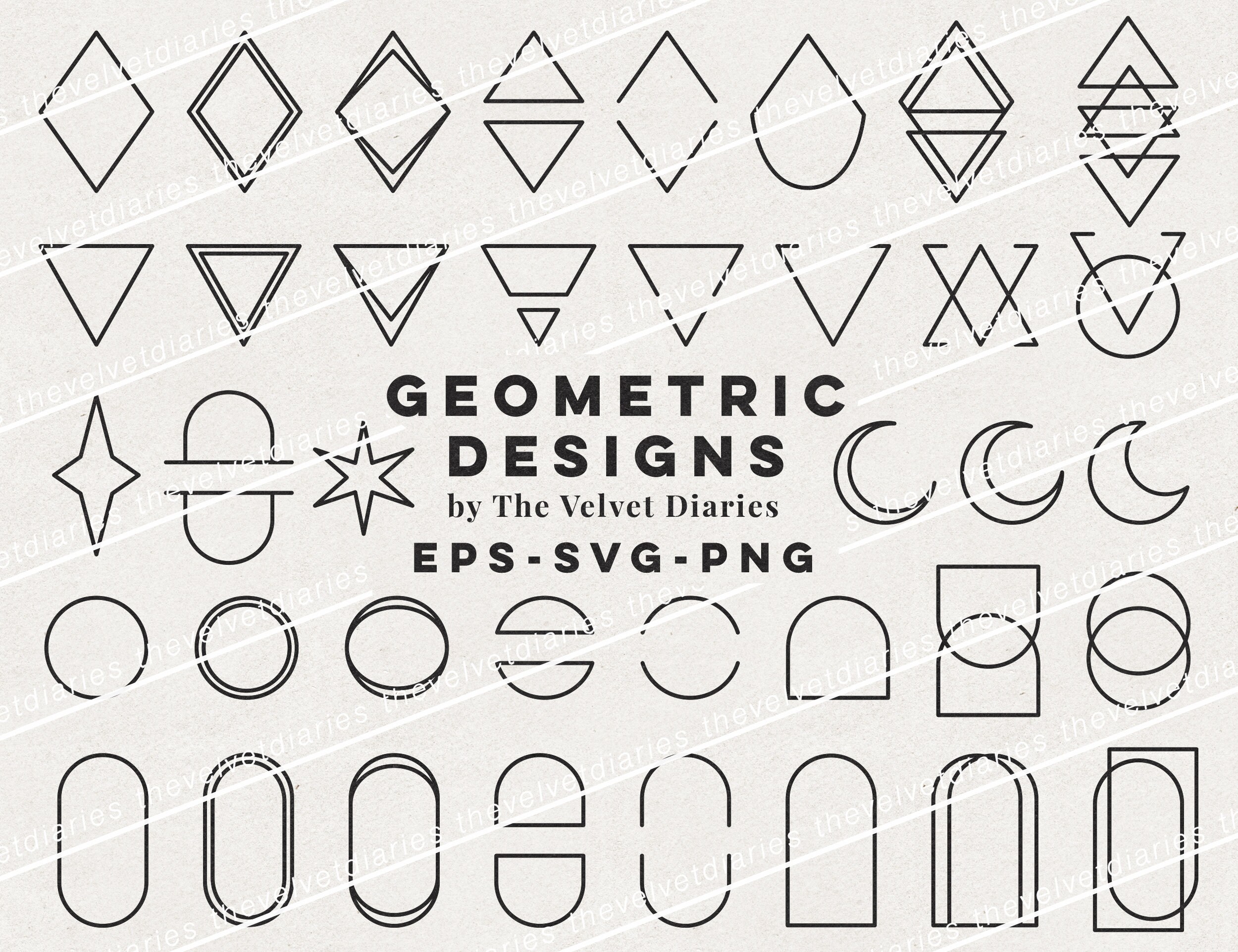 Geometric Designs Shapes Celestial Stars Moon Outline Logo - Etsy
