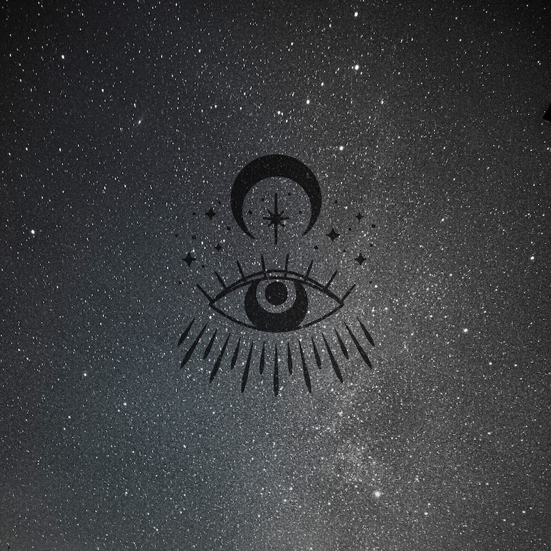 Eye and Moon Celestial stars lunar mystical drawing vector svg | Etsy