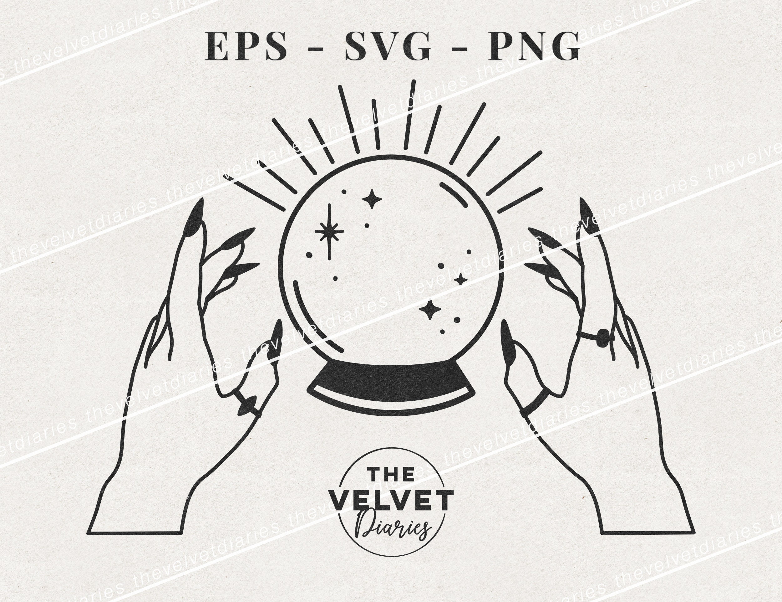 Crystal Ball With Witch Hands Magic Celestial Stars Lunar - Etsy