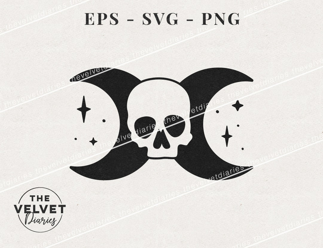 Skull With Celestial Stars Lunar Moon Mystical Drawing Vector Svg Eps ...