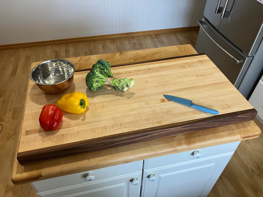 Hard Maple Butcher Block With Walnut Accents: Edge Grain Chopping Board ...