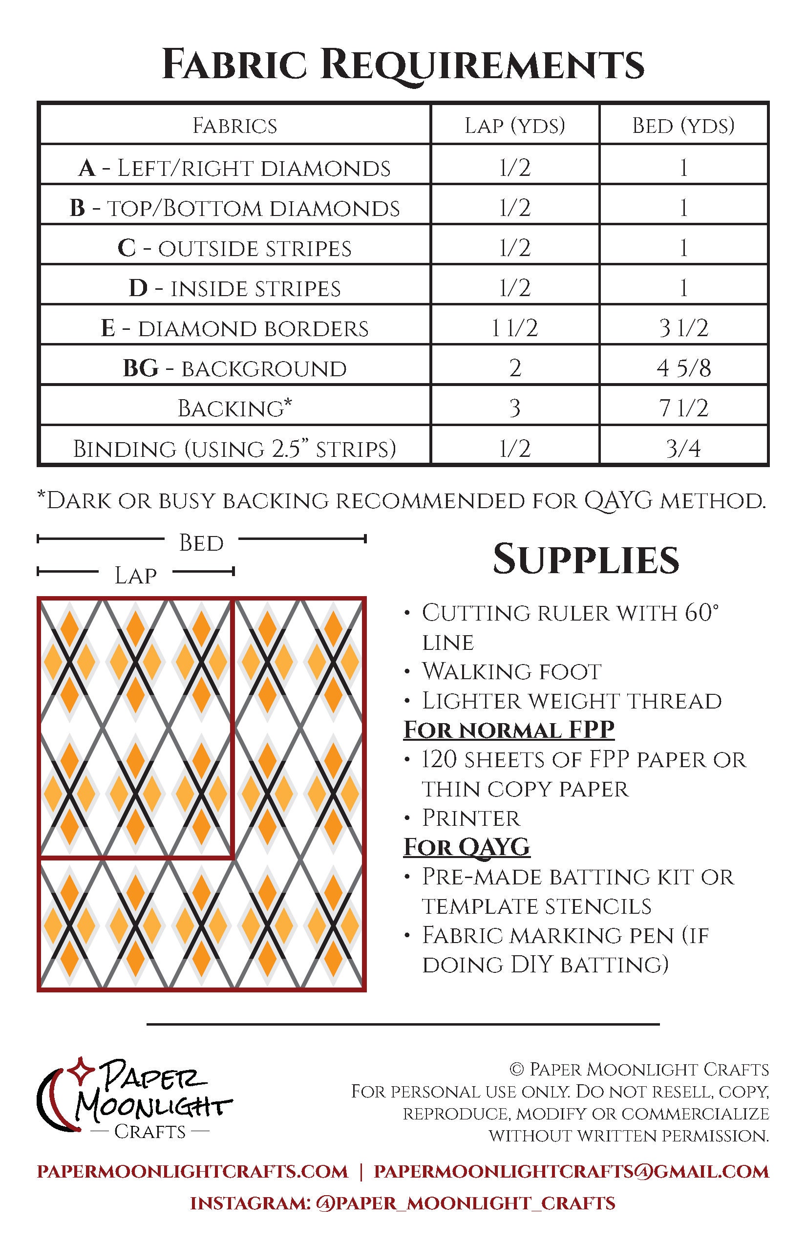 Argyle Window Modern FPP Quilt Pattern Digital Download - Etsy