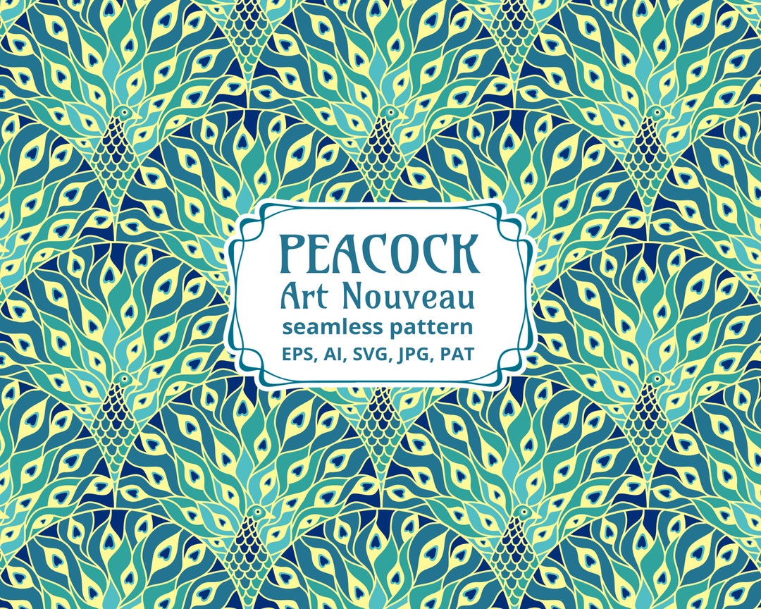 Peacock, Art Deco Seamless Pattern, Vector and Raster Files - Etsy