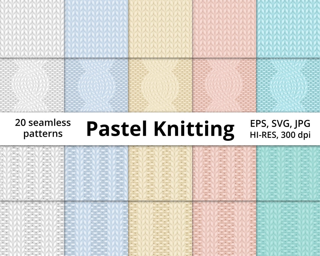 Pastel Knitting, Seamless Vector Patterns - Etsy