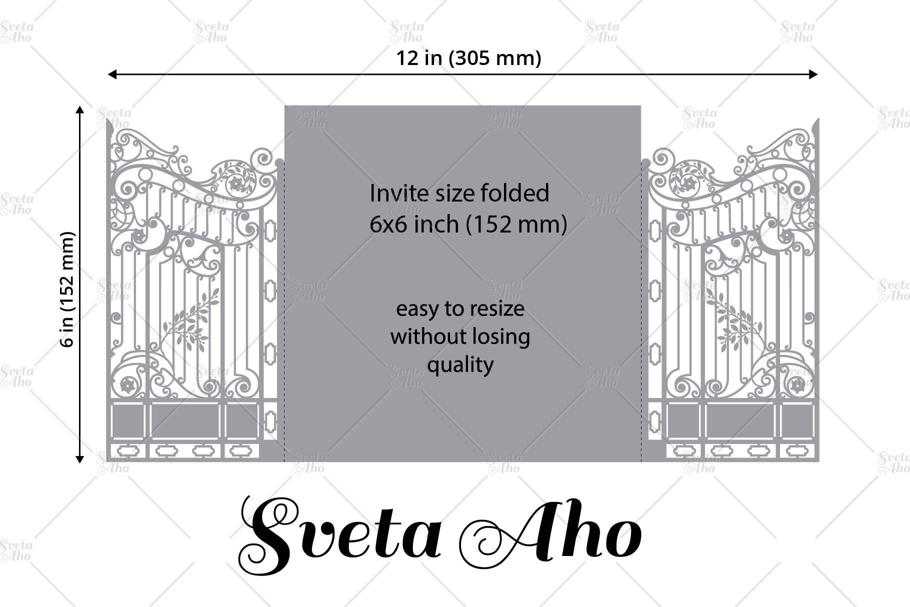 Gate Fold Wedding Invitation SVG Template | Laser Cut Gates Card ...