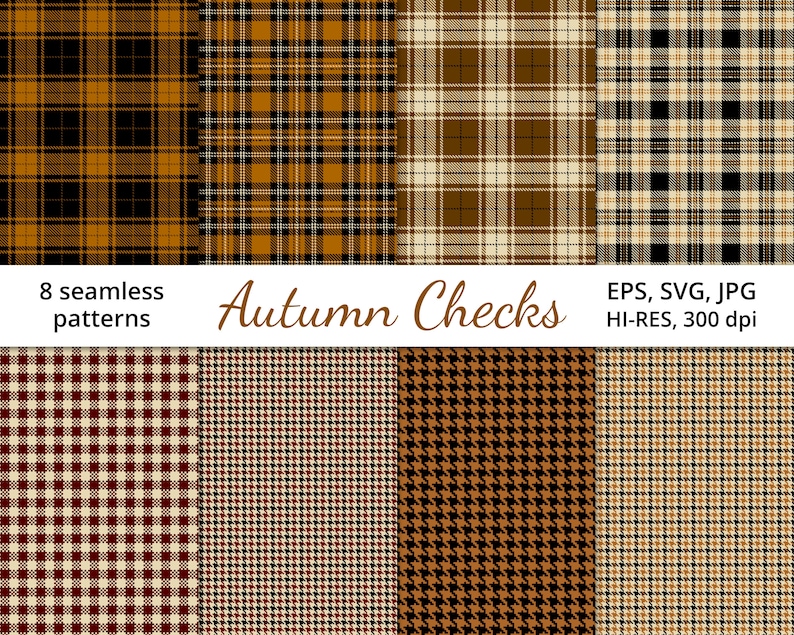 Autumn Checks, Seamless Vector Patterns - Etsy