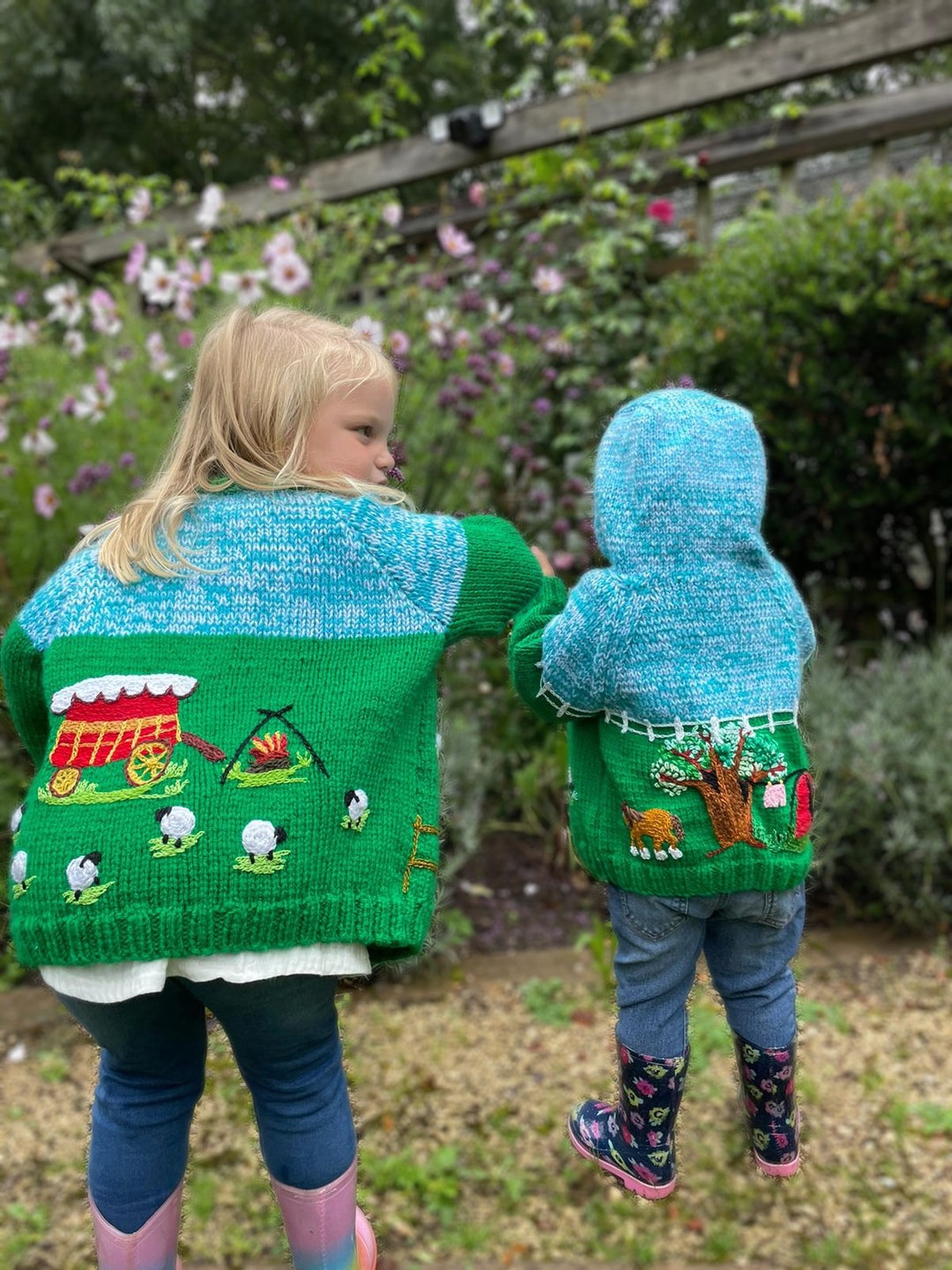The Shepards Hut, Handmade Knitted V Neck Cardigan, Age 4-5 Welsh Sheep ...
